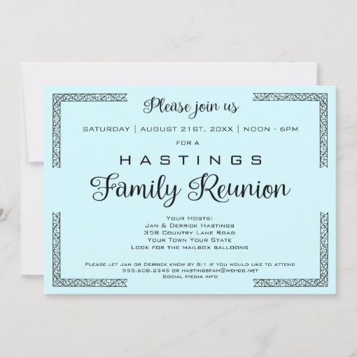 Blue or Any Color Family Reunion Invitation | Zazzle