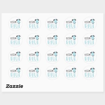 Blue or Pink Baby Gender Reveal | Team Blue Classic Round Sticker | Zazzle