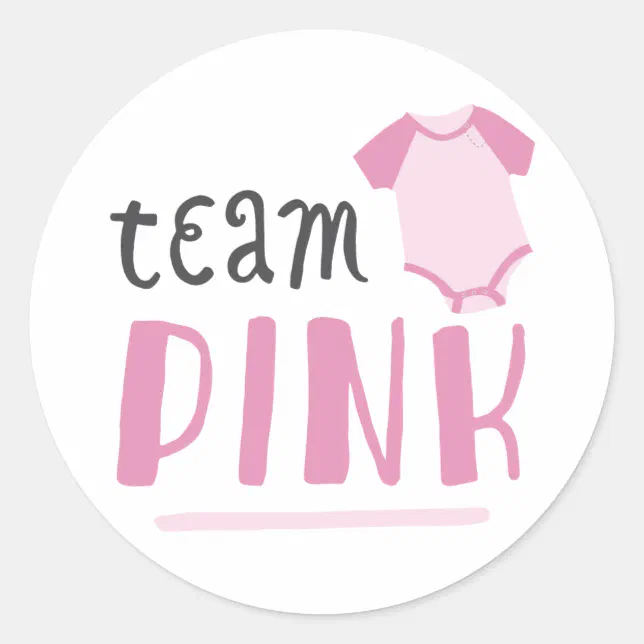 Blue or Pink Baby Gender Reveal | Team Pink Classic Round Sticker | Zazzle