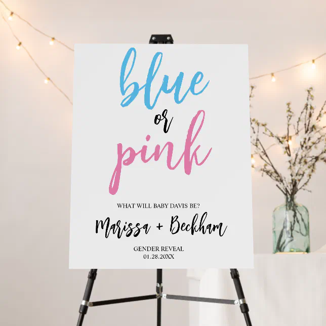 Blue or Pink Gender Reveal Welcome Sign | Zazzle