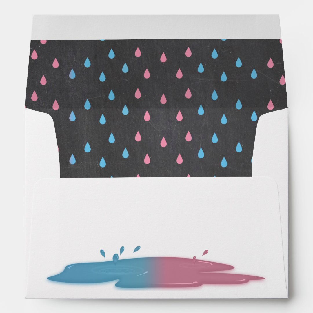 Blue Or Pink? Raindrops Gender Reveal Envelope | Zazzle
