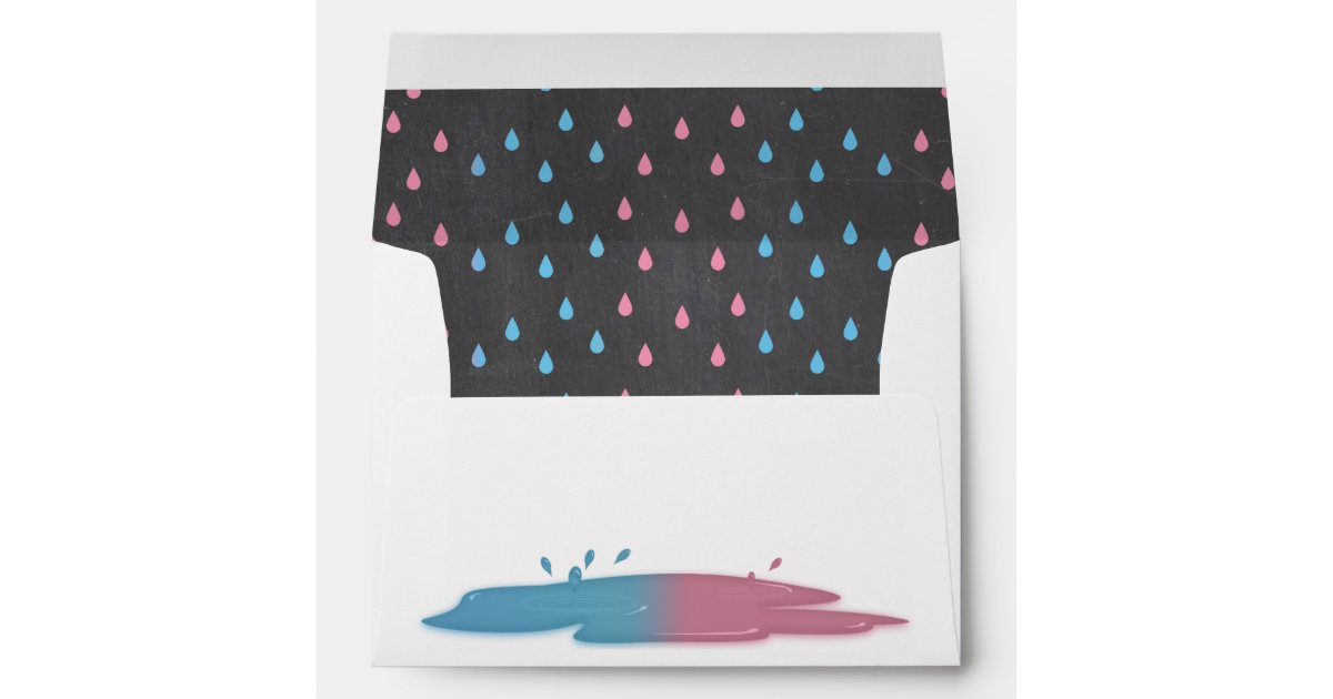 Blue Or Pink? Raindrops Gender Reveal Envelope | Zazzle.com