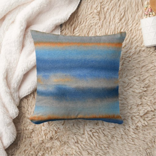 Blue Orange Abstract Stripes Throw Pillow | Zazzle