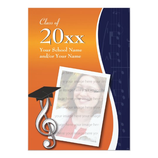 Blue & Orange Music Graduation Invitation | Zazzle.com