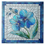 Blue Orchid Flower Mosaic Art Ceramic Tile | Zazzle