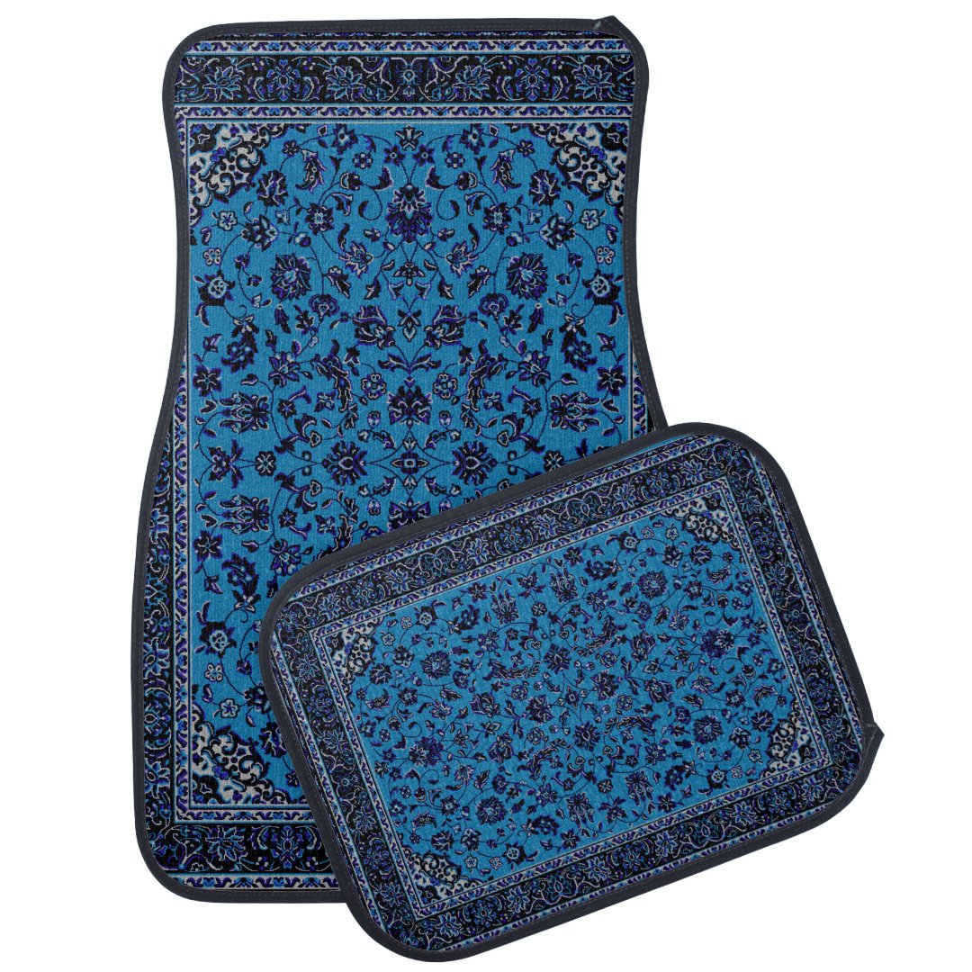 Blue Oriental Rug Look Car Mat Set | Zazzle