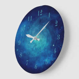 Blue Outer Space Galaxy Large Clock | Zazzle
