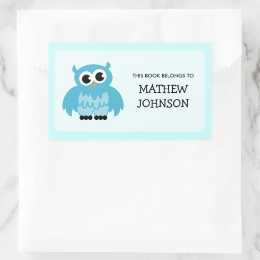 Blue owl book label stickers | School supplies | Zazzle