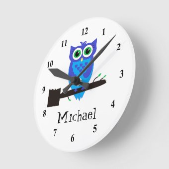 Blue owl Clock | Zazzle