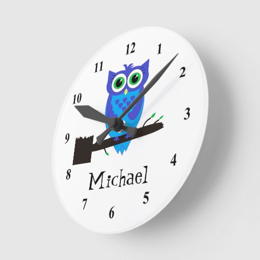 Blue owl Clock | Zazzle