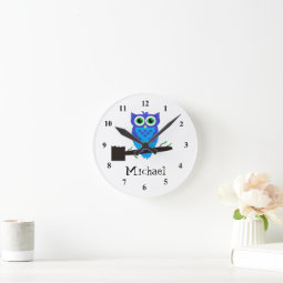 Blue owl Clock | Zazzle