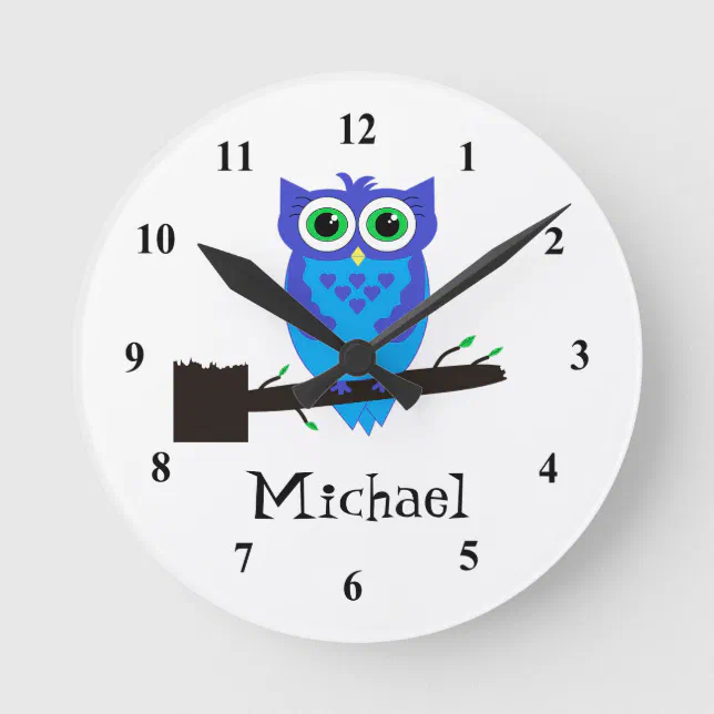 Blue owl Clock | Zazzle
