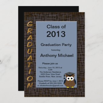 Blue Owl Graduation Invitation | Zazzle