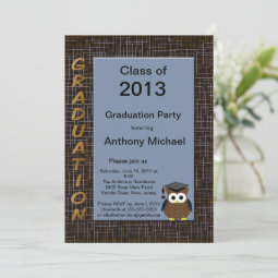 Blue Owl Graduation Invitation | Zazzle