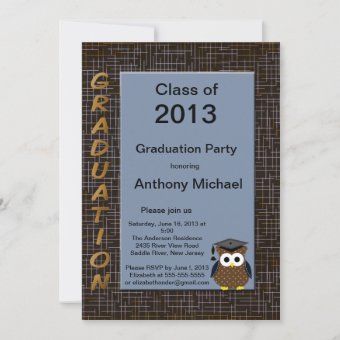 Blue Owl Graduation Invitation | Zazzle