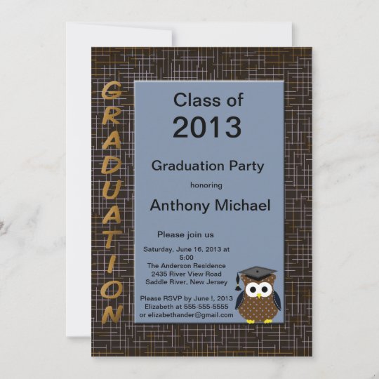 Blue Owl Graduation Invitation | Zazzle.com