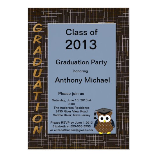 Blue Owl Graduation Invitation | Zazzle.com