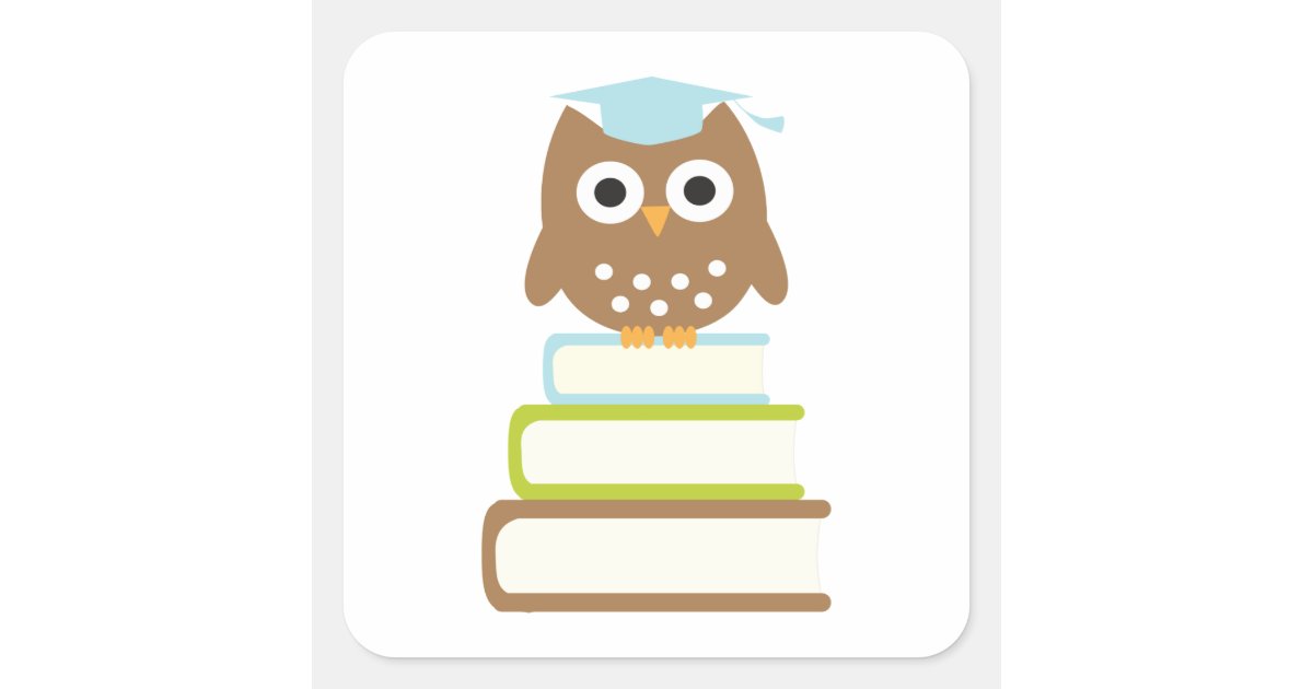 Blue Owl Graduation Square Sticker | Zazzle