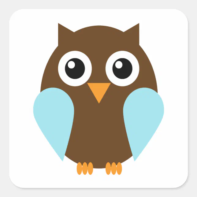 Blue Owl Square Sticker | Zazzle