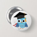 Blue Owl with Diploma Graduation Button | Zazzle