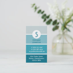 Blue paint chip modern monogram personal calling business card | Zazzle