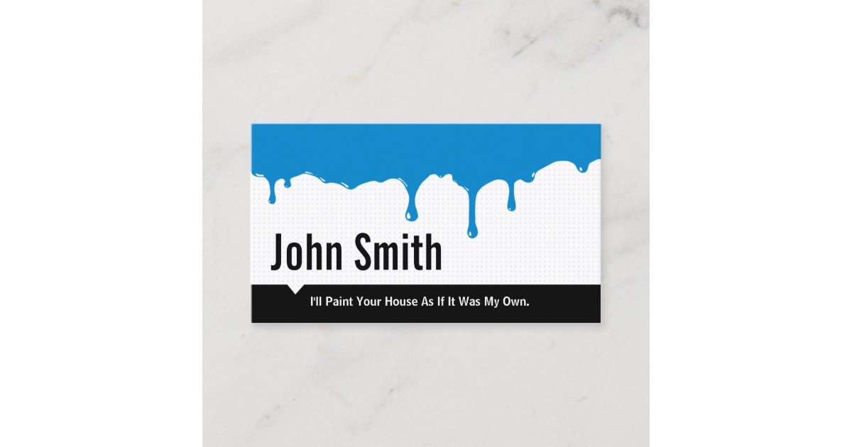Blue Paint Dripping Painting Service business card | Zazzle