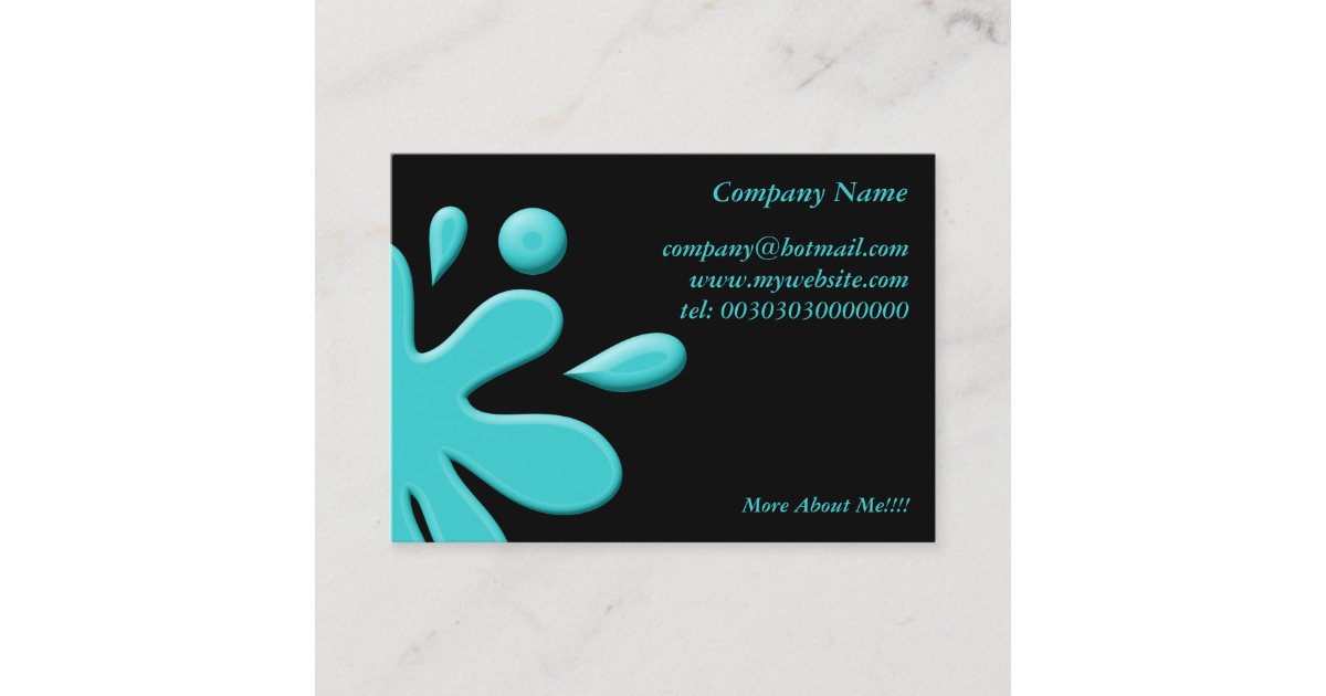 Blue Paint Splodge Business Card | Zazzle