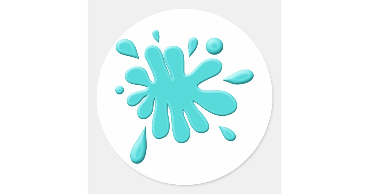 Blue Paint Splodge Classic Round Sticker | Zazzle