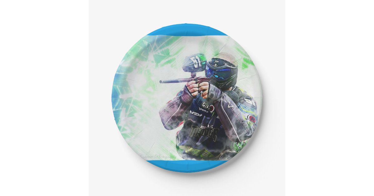 Blue Paintball Paper Plates | Zazzle