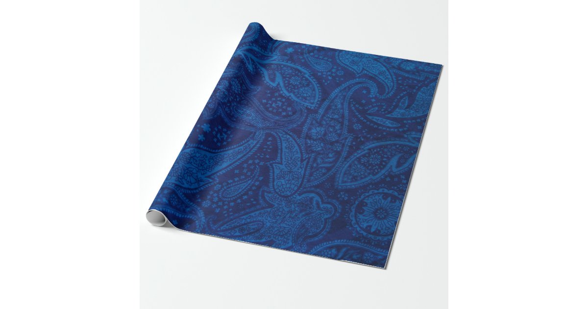 Blue paisley wrapping paper | Zazzle
