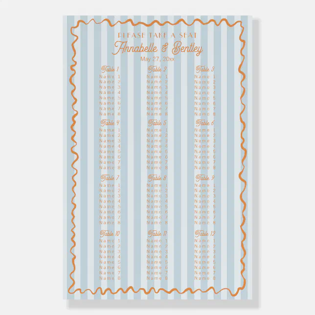 Blue Palm Springs Beach Party Seating Chart Foam Board | Zazzle