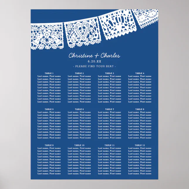 Blue Papel Picado Wedding Seating Chart | Zazzle