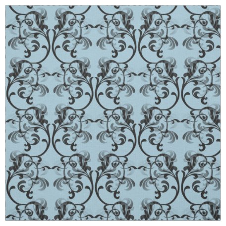 Blue Parisian Damask Pattern Fabric | Zazzle
