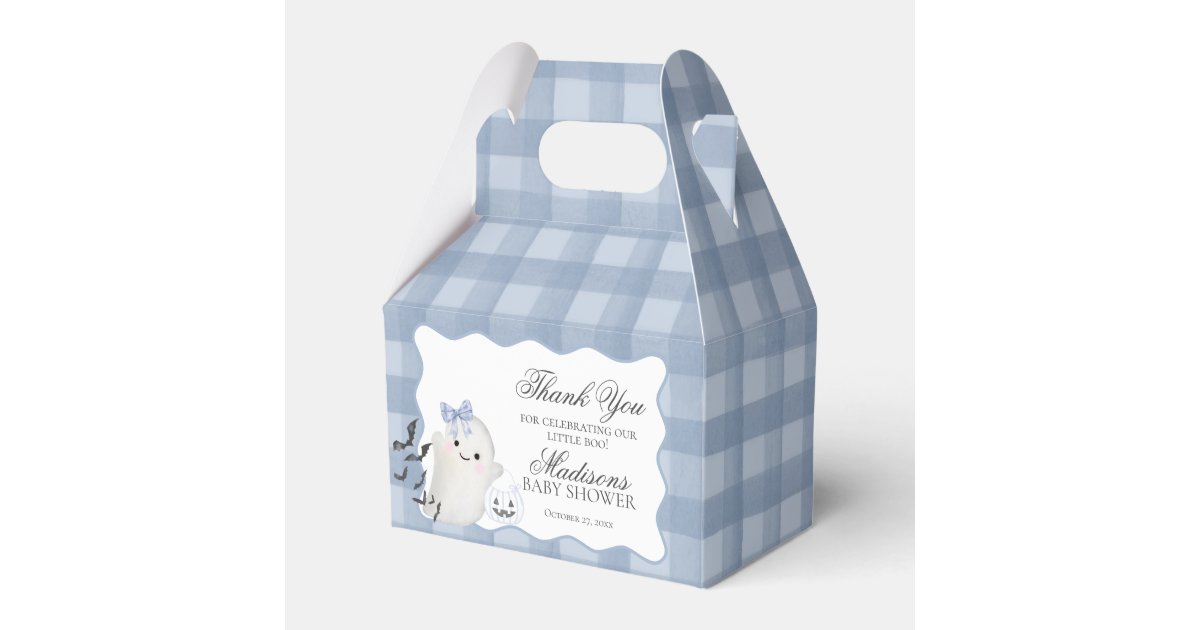 Blue Pastel Little Boo Ghost Baby Shower Gable Favor Boxes | Zazzle