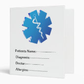 Blue patient's medical record book 3 ring binder | Zazzle