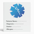Blue patient's medical record book 3 ring binder | Zazzle