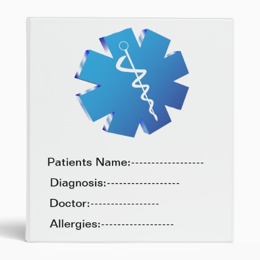 Blue patient's medical record book 3 ring binder | Zazzle