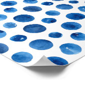 Blue pattern print. Watercolor navy polka dots Poster | Zazzle