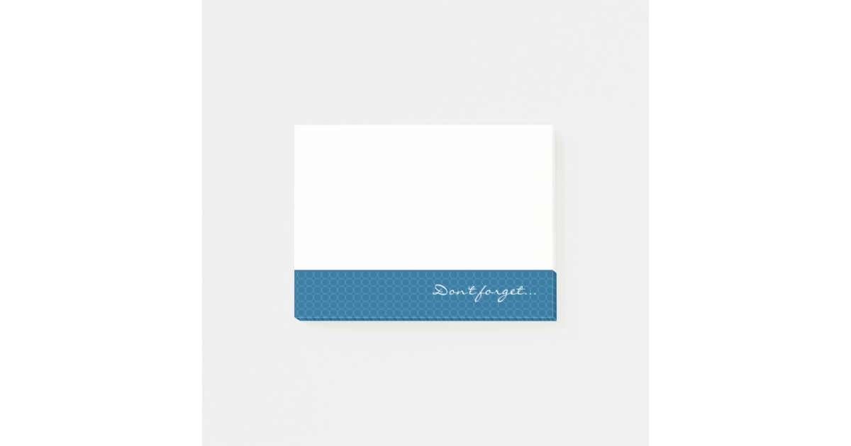 Blue Patterned Don't Forget Post-it Notes | Zazzle