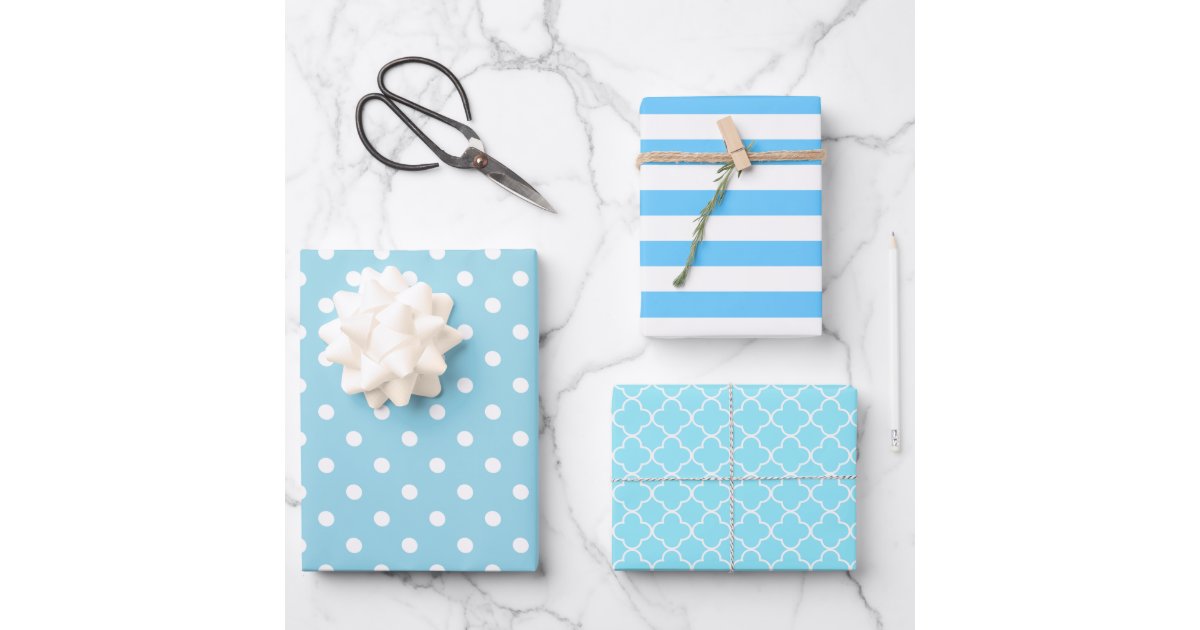 Blue Patterned Wrapping Paper Sheets | Zazzle