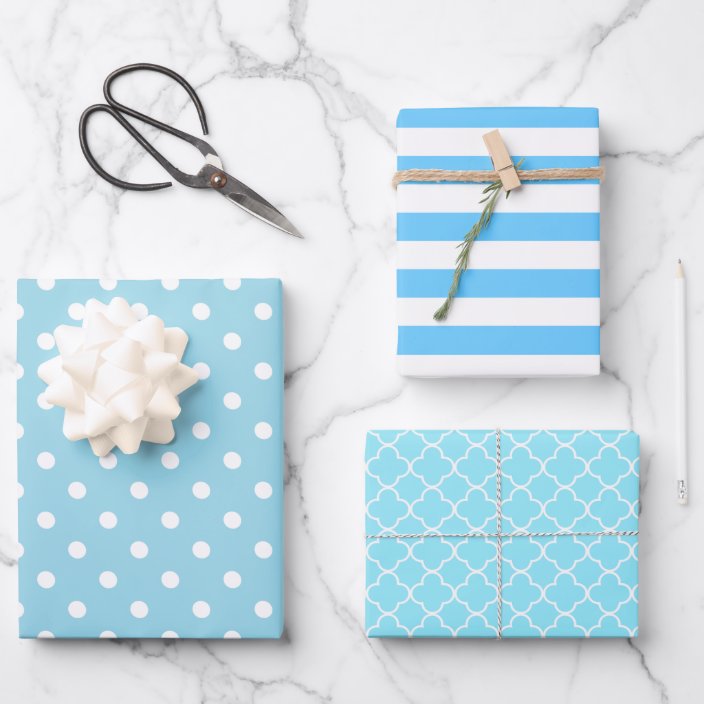 Blue Patterned Wrapping Paper Sheets | Zazzle.com