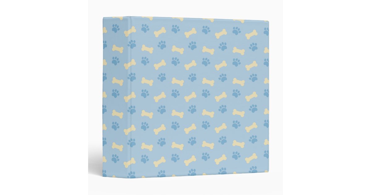 Blue Paw Print Bone Pattern 3 Ring Binder | Zazzle