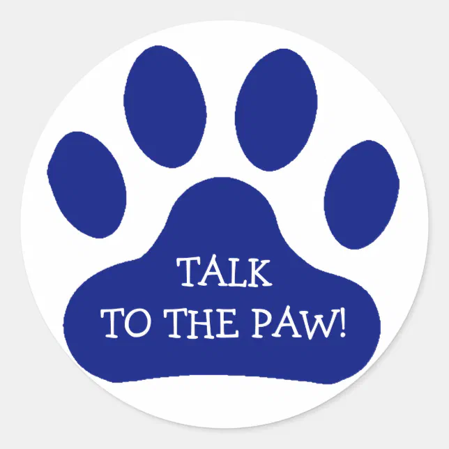 Blue Paw Print Classic Round Sticker | Zazzle