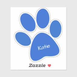 Blue Paw Print Custom-Cut Vinyl Sticker | Zazzle