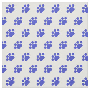 Blue and White Paw Print Fabric | Zazzle