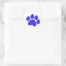 Blue Paw Print Square Sticker | Zazzle