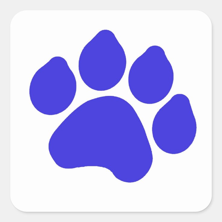 Blue Paw Print Square Sticker | Zazzle