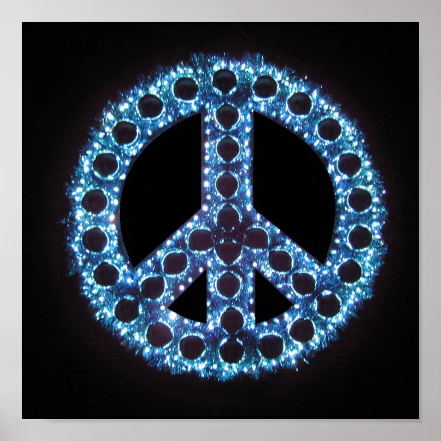 blue peace sign poster | Zazzle