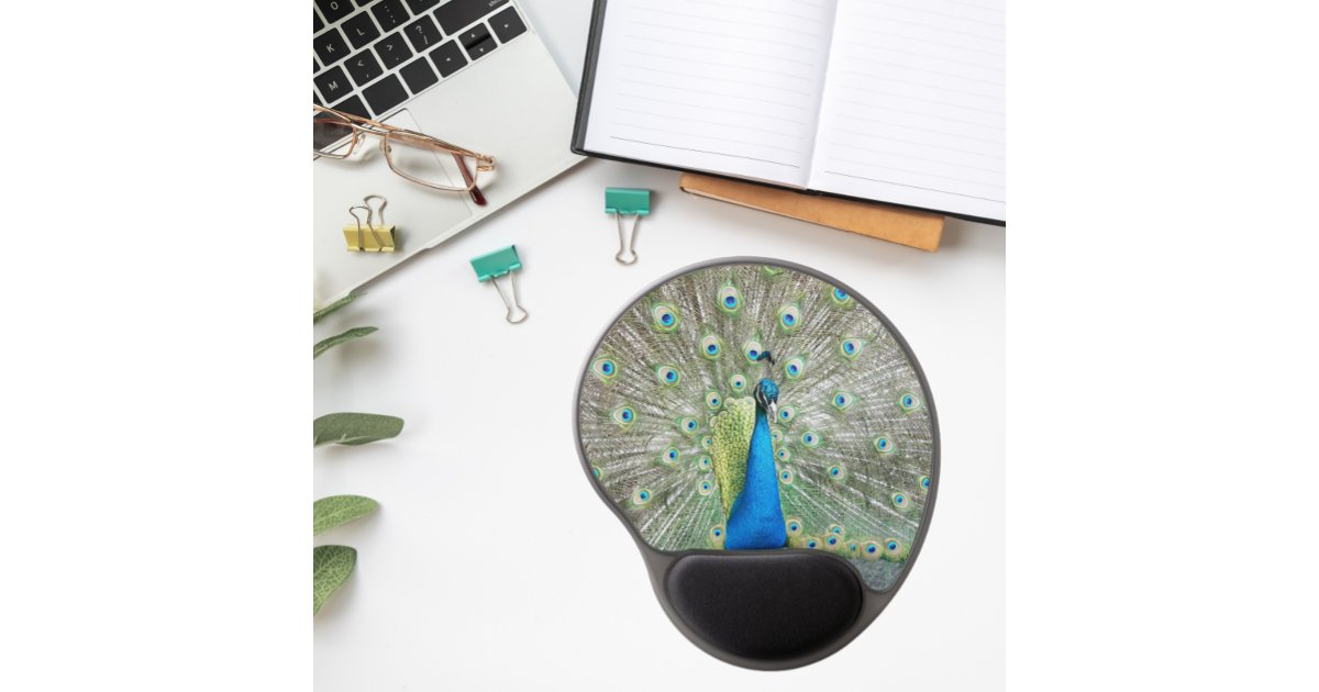 Blue Peacock Feather Plumage Gel Mouse Pad | Zazzle