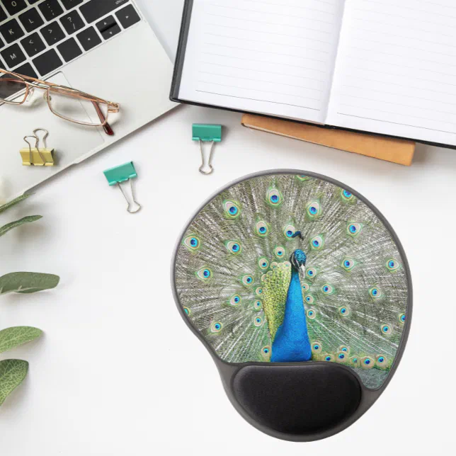 Blue Peacock Feather Plumage Gel Mouse Pad | Zazzle